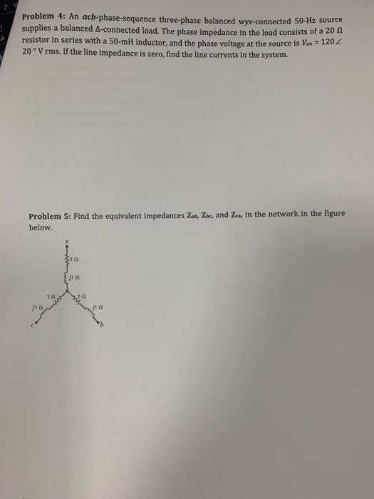 Solved Problem 4 An Acb Phase Sequence Three Phase Balanced