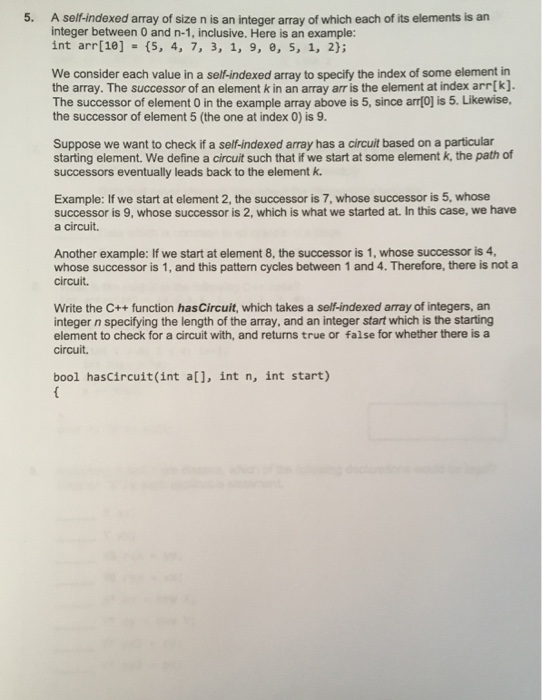 Solved A self-indexed array of size n is an integer array of | Chegg.com