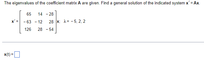 Solved The eigenvalues of the coefficient matrix A are | Chegg.com