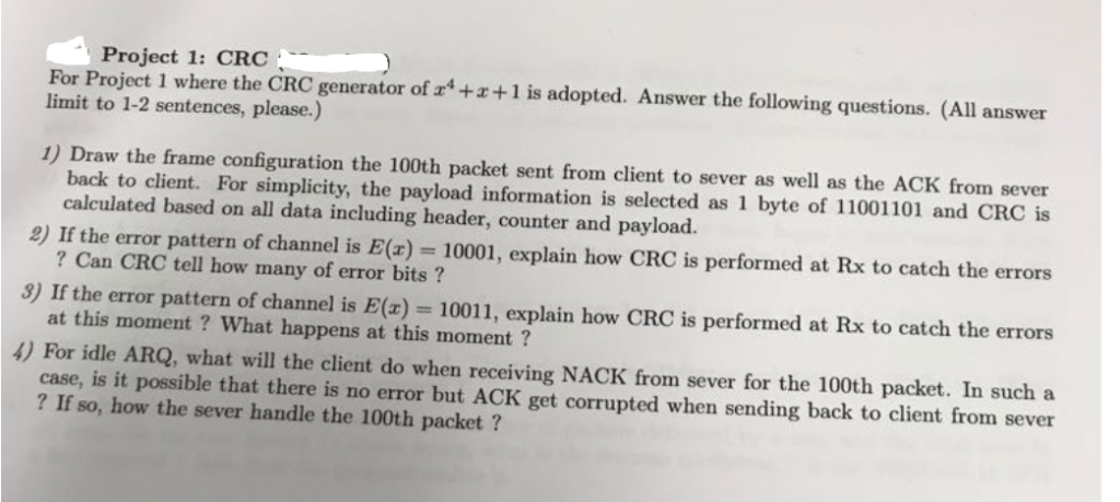 Project 1 Crc Project 1 Crc Generator A4 1 Adopted Answer Following ...