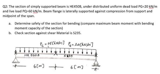 Solved Q2: The section of simply supported beam is HE450B, | Chegg.com