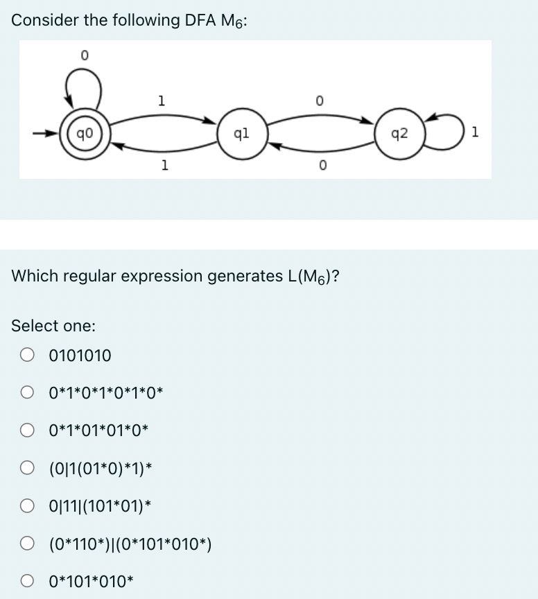 Solved Consider the following DFA M6 : Which regular | Chegg.com