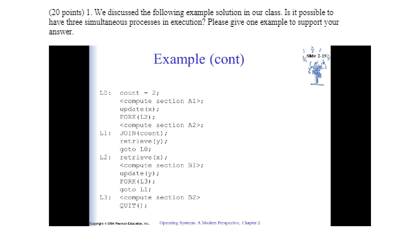 Solved (20 points) 1. We discussed the following example | Chegg.com