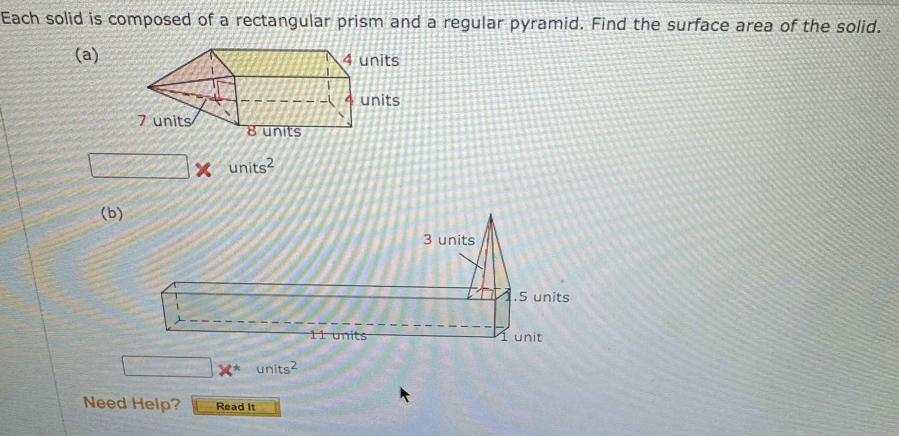 Solved Each solid is composed of a rectangular prism and a | Chegg.com