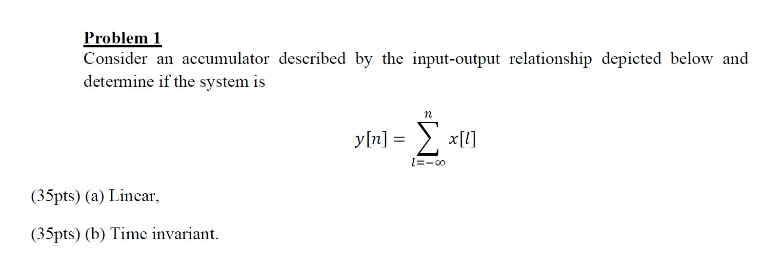 Solved Problem 1 Consider an accumulator described by the | Chegg.com