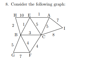 Solved 8. Consider the following graph: H 10 E 1 錢 Solve | Chegg.com