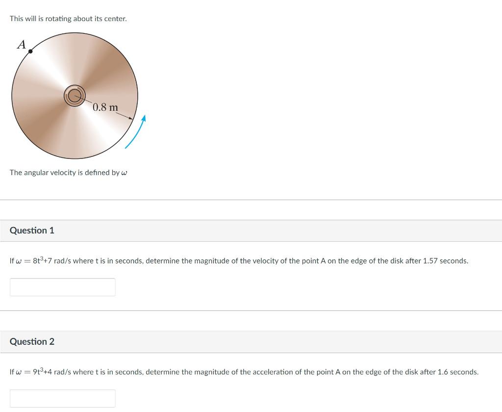 Solved This will is rotating about its center. The angular | Chegg.com