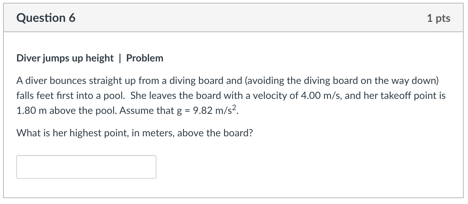 Solved Diver jumps up height | Problem A diver bounces | Chegg.com