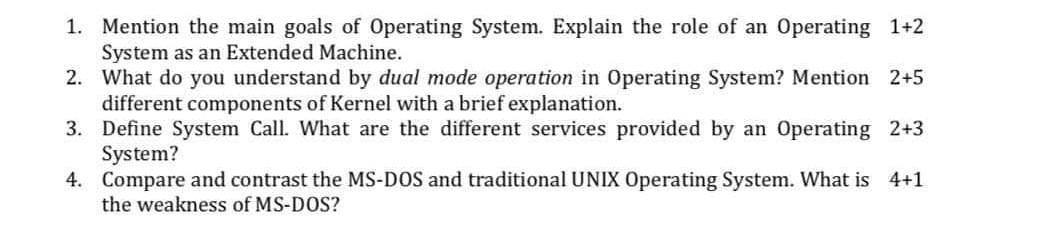 Solved 1. Mention the main goals of Operating System. | Chegg.com