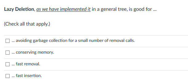 Solved Lazy Deletion, as we have implemented it in a general | Chegg.com