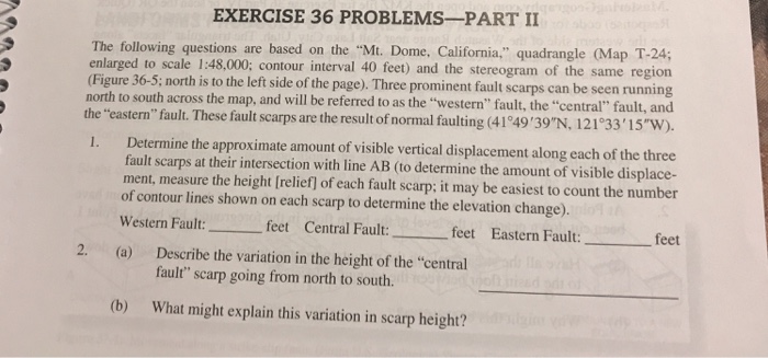 EXERCISE 36 PROBLEMS-PART II The following questions | Chegg.com