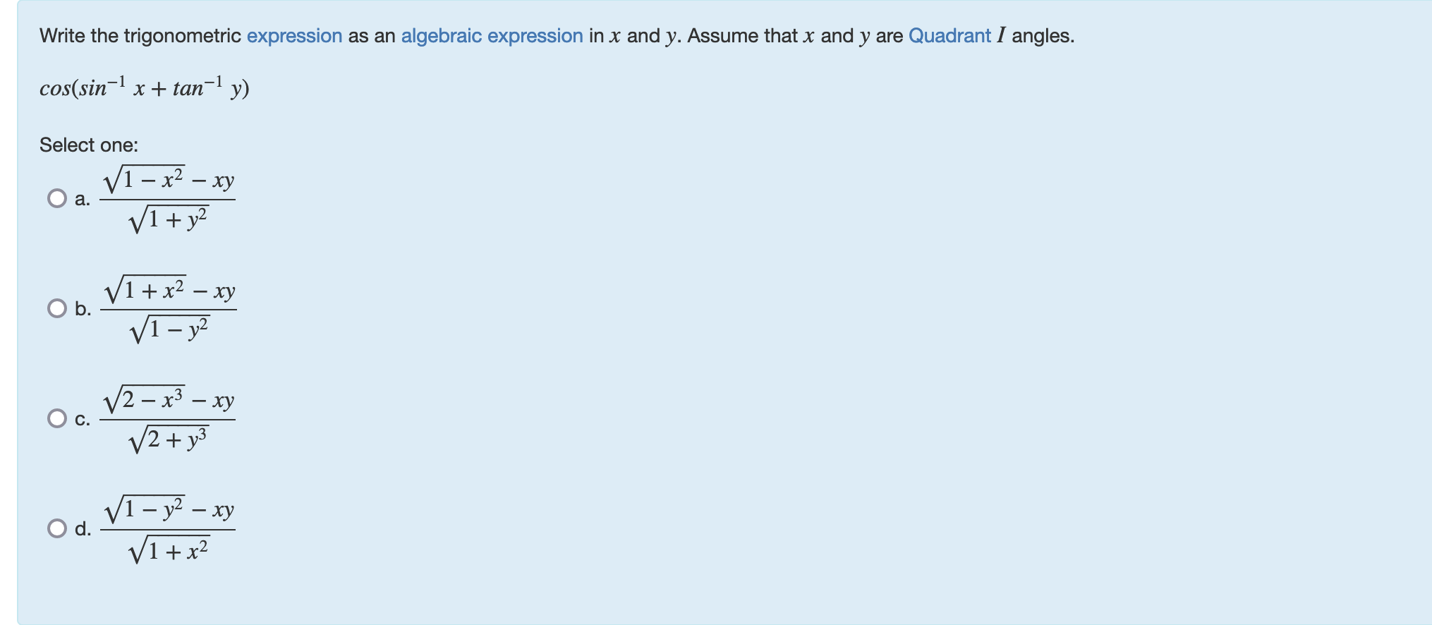 Solved Write the trigonometric expression as an algebraic | Chegg.com