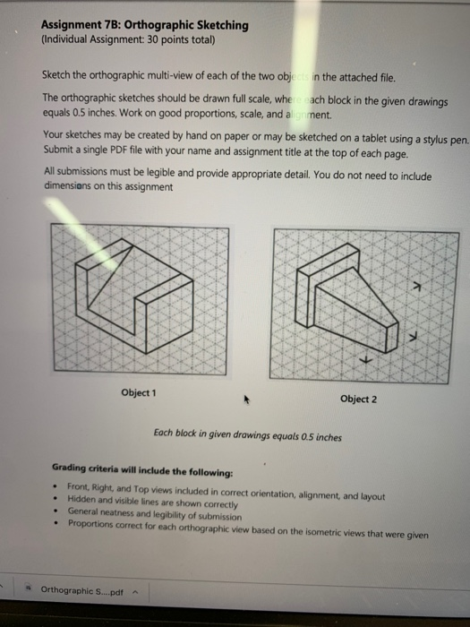 Solved Assignment 7B: Orthographic Sketching (Individual | Chegg.com