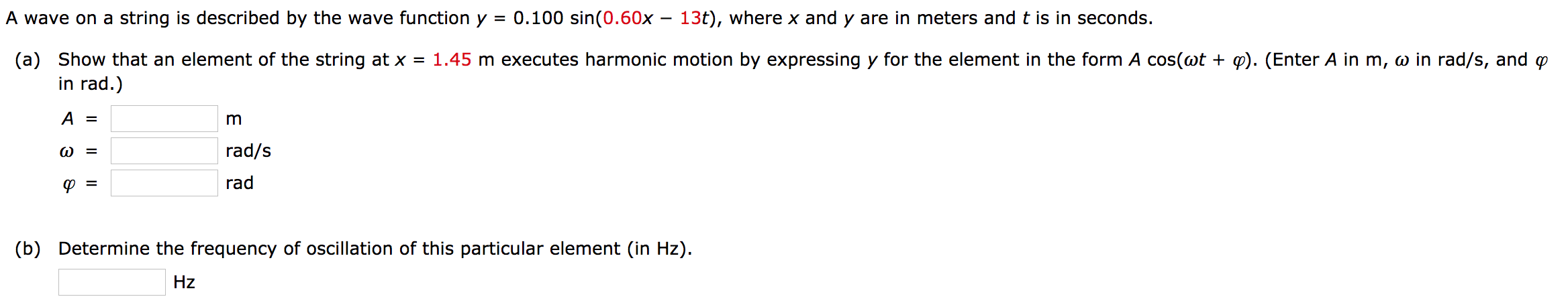 Solved A Wave On A String Is Described By The Wave Function
