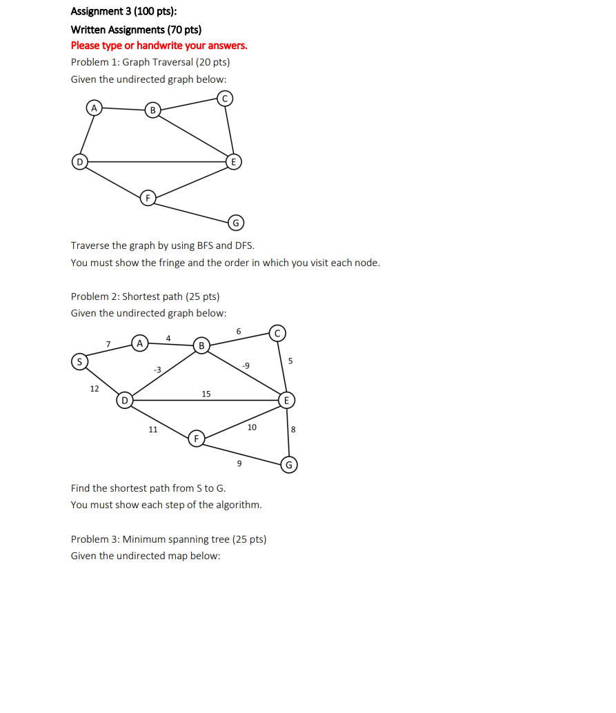 Solved Assignment 3 (100 pts): Written Assignments (70 pts) | Chegg.com