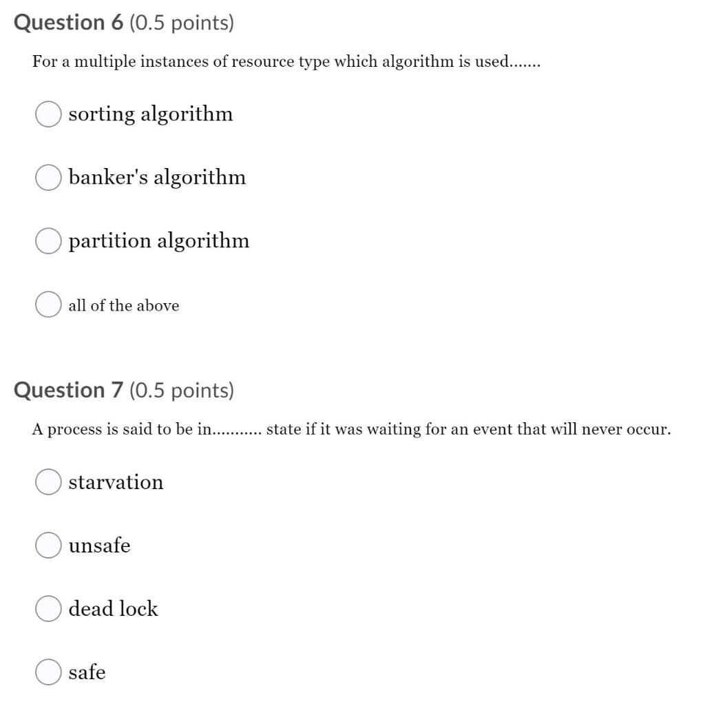 Solved Question 6 (0.5 points) For a multiple instances of | Chegg.com