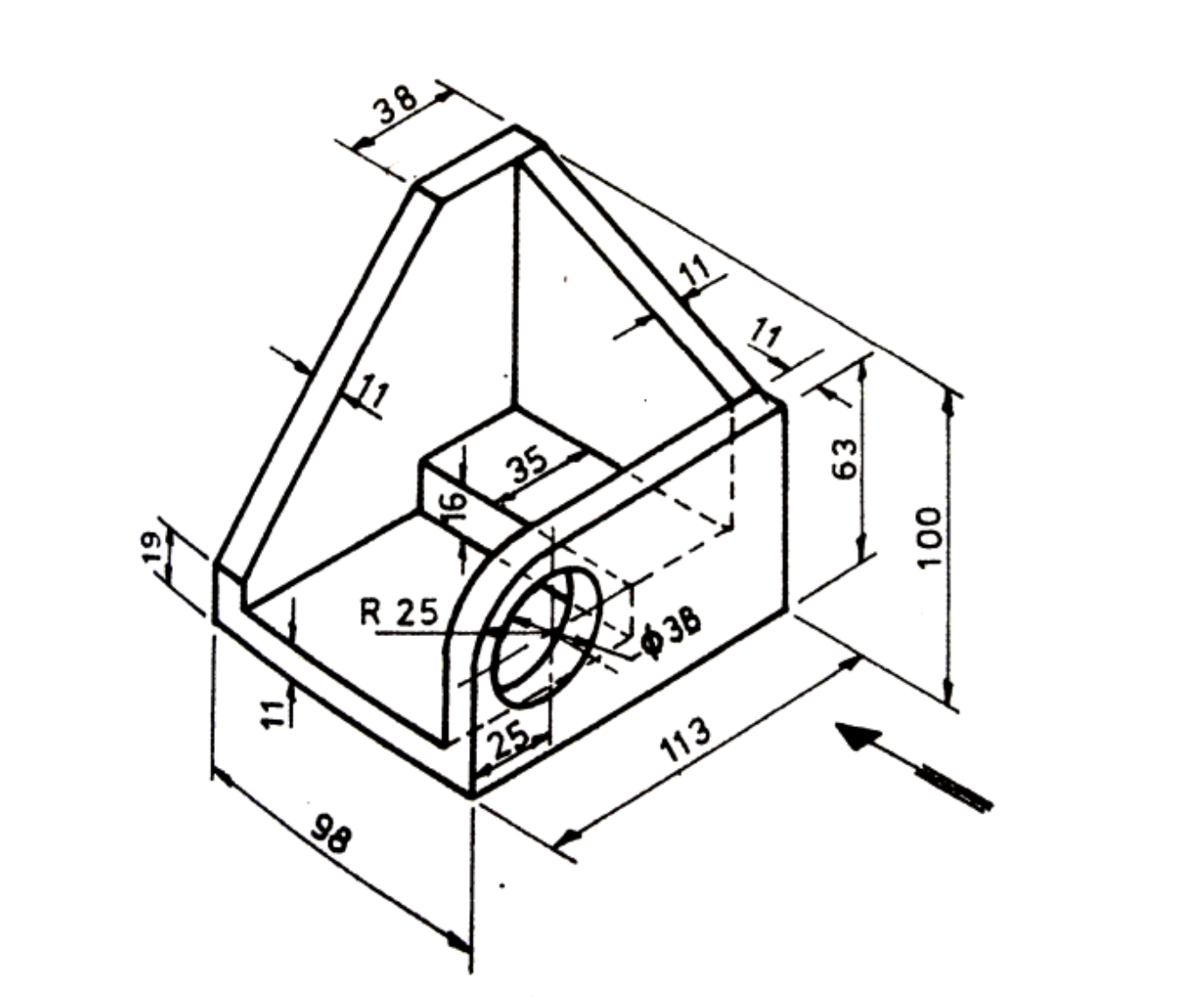 Solved “Draw and dimension the front, top, and right-side | Chegg.com