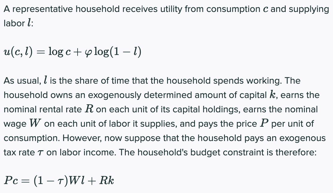 Solved A representative household receives utility from | Chegg.com