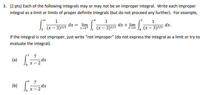 Solved 3. (2 pts) Each of the following integrals may or may | Chegg.com