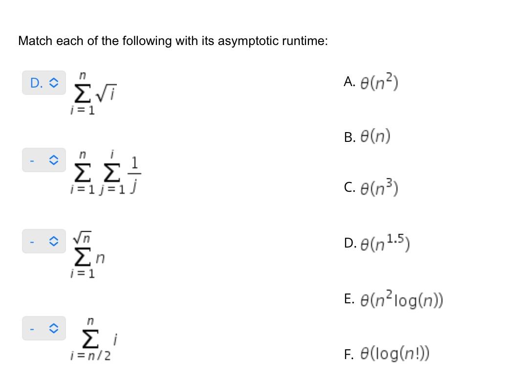 Solved Match each of the following with its asymptotic | Chegg.com