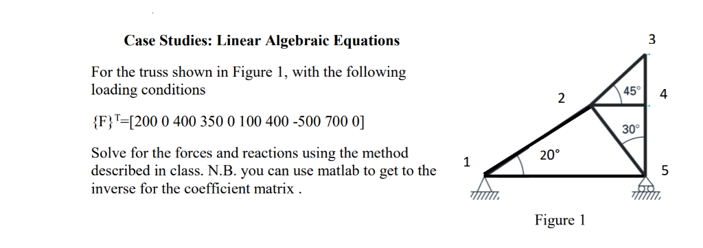 Case Studies: Linear Algebraic Equations For the | Chegg.com