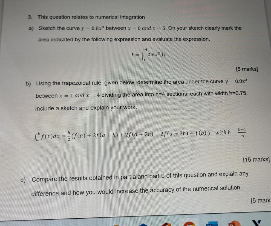 Solved 3. This question relates to numerical integration a) | Chegg.com