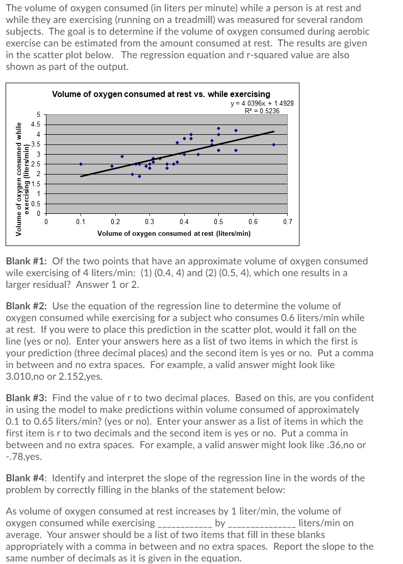 Solved The volume of oxygen consumed (in liters per minute) | Chegg.com