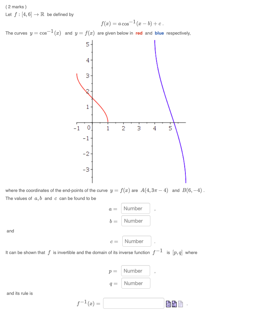 Solved ( 2 marks) Let \\( f:[4,6] \\rightarrow \\mathbb{R} | Chegg.com