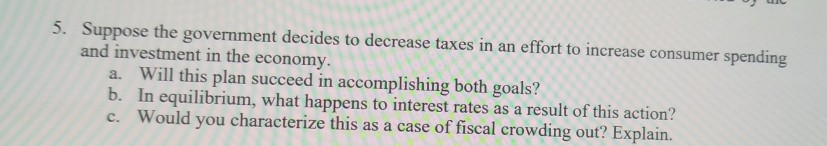 Solved Suppose The Government Decides To Decrease Taxes In Chegg