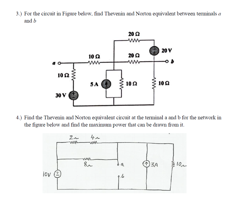 Solved 3.) ﻿For the circuit in Figure below, find Thevenin | Chegg.com