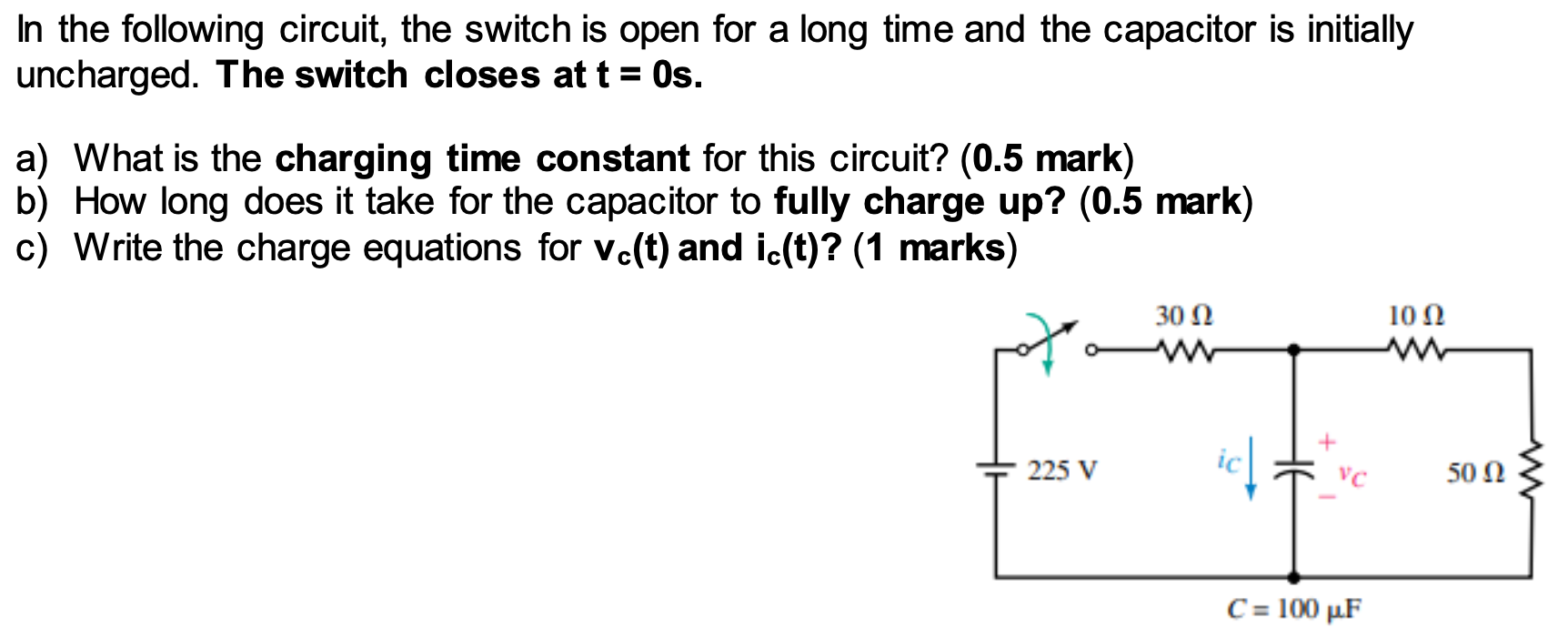 Solved In the following circuit, the switch is open for a | Chegg.com