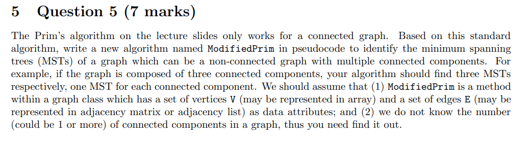 Solved The Prim’s algorithm on the lecture slides only works | Chegg.com