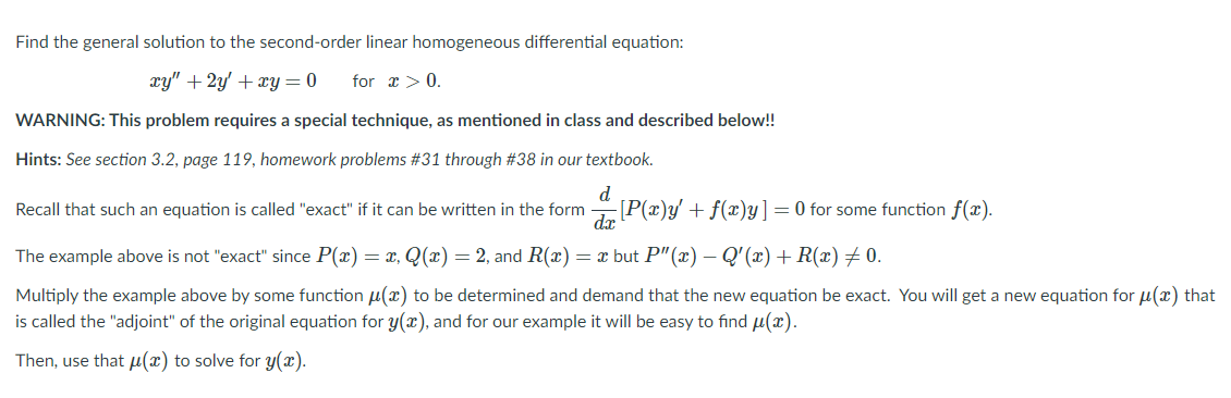 Solved Find the general solution to the second-order linear | Chegg.com