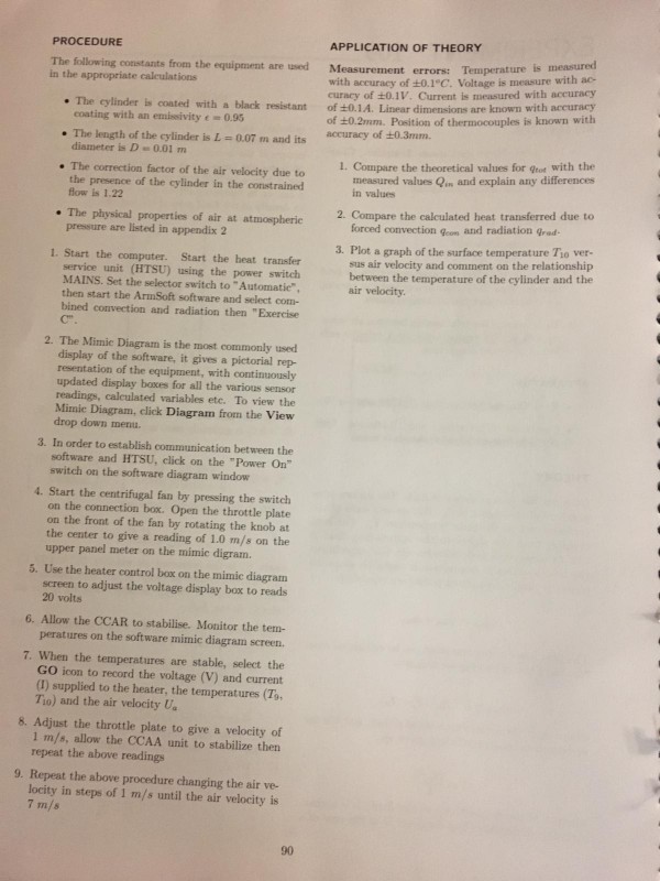 Solved EXPERIMENT 109 FORCED CONVECTION REFERENCES | Chegg.com