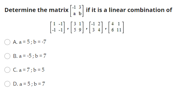 Solved Determine the matrix [ 1 ) if it is a linear | Chegg.com