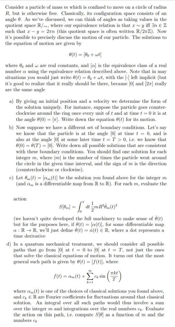 Consider a particle of mass m which is confined to | Chegg.com