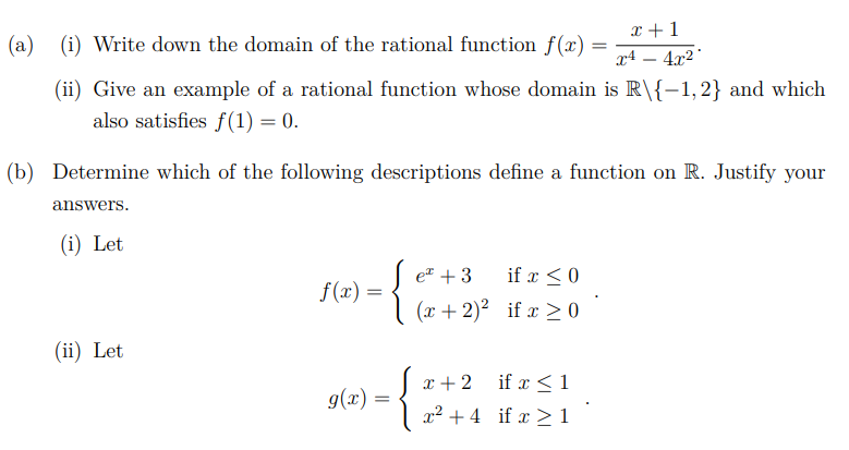 Solved (a) (i) Write down the domain of the rational | Chegg.com