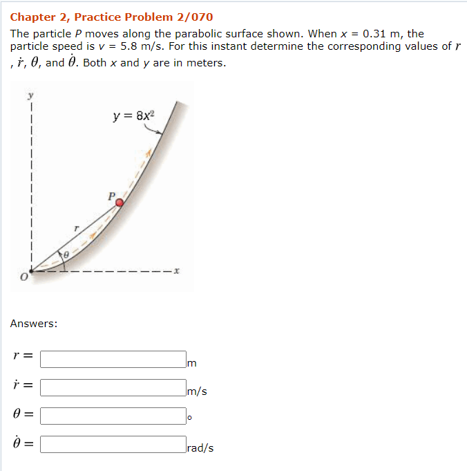 Solved Chapter 2, Practice Problem 2/070 The particle P | Chegg.com