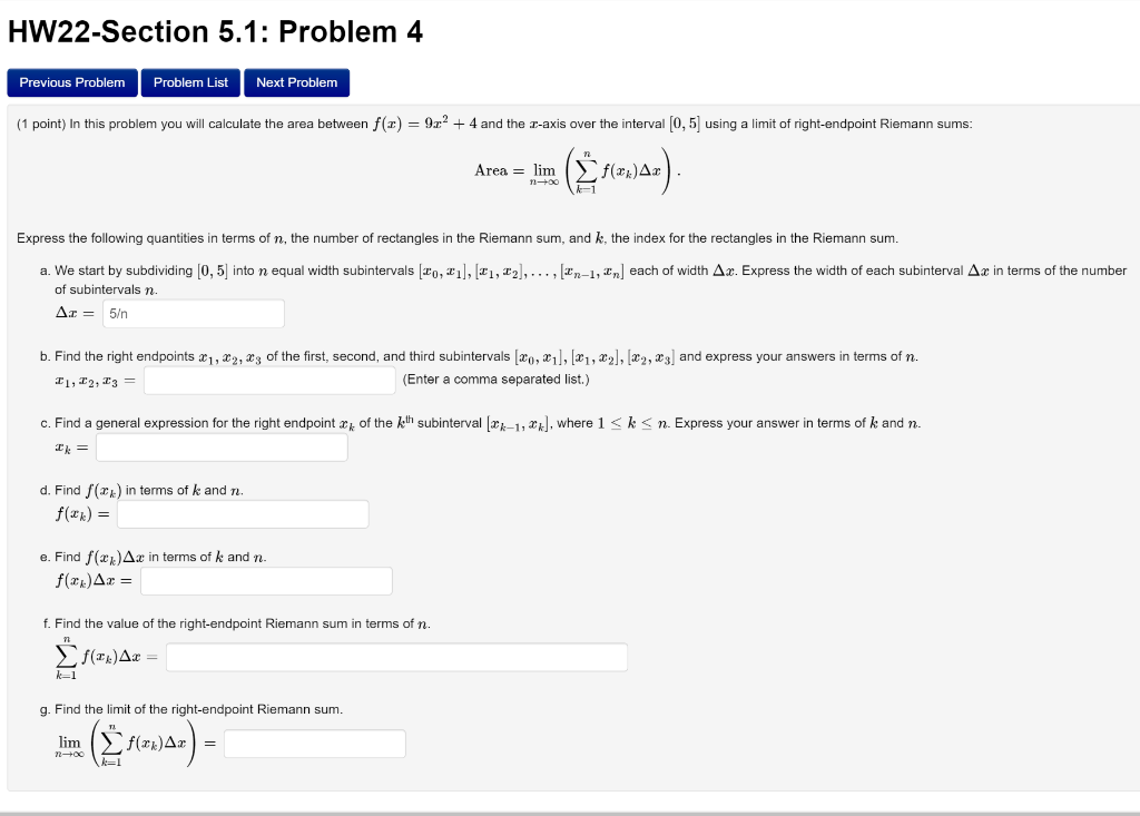 Solved HW22-Section 5.1: Problem 4 Previous Problem Problem | Chegg.com