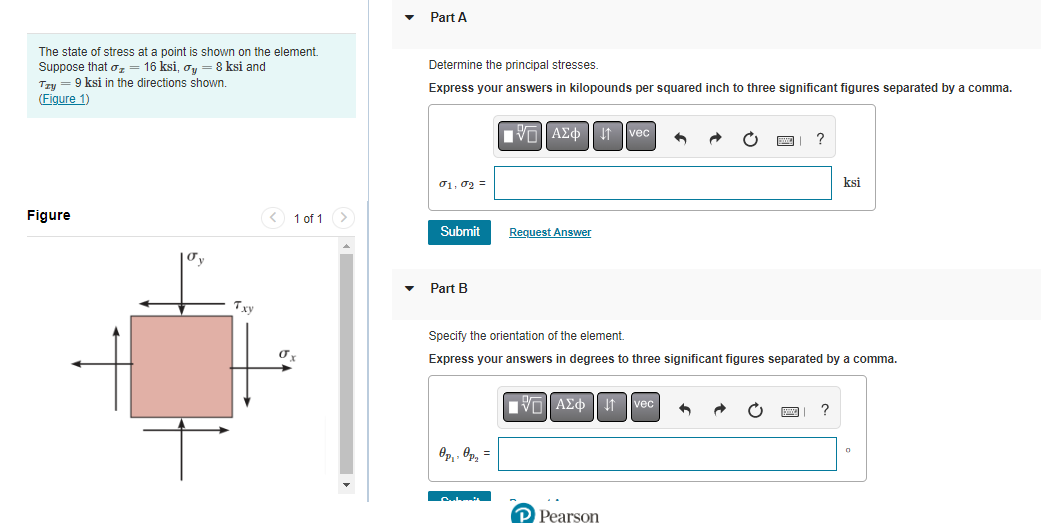 Solved The state of stress at a point is shown on the | Chegg.com