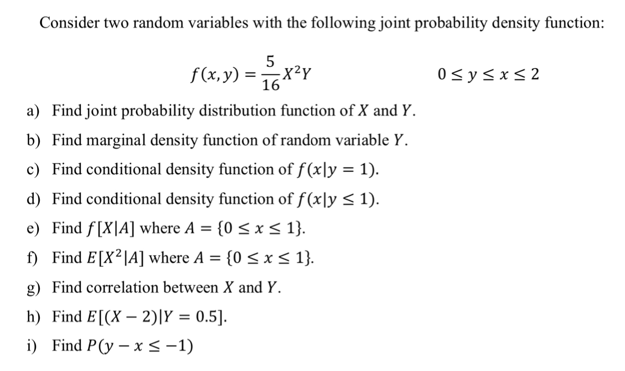 Solved Consider two random variables with the following | Chegg.com