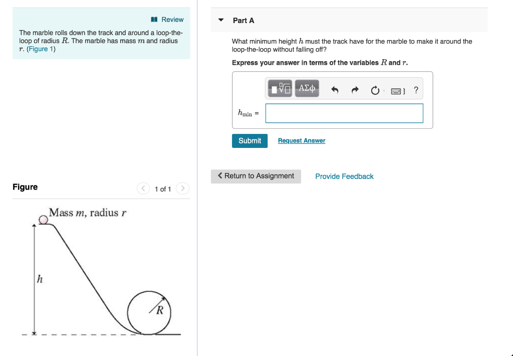 Solved Review Part A The marble rolls down the track and | Chegg.com