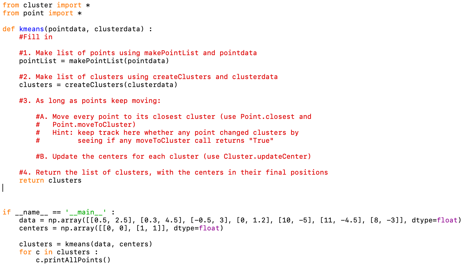 Solved 3) Homework Problem 3: Implement k-means Use the | Chegg.com