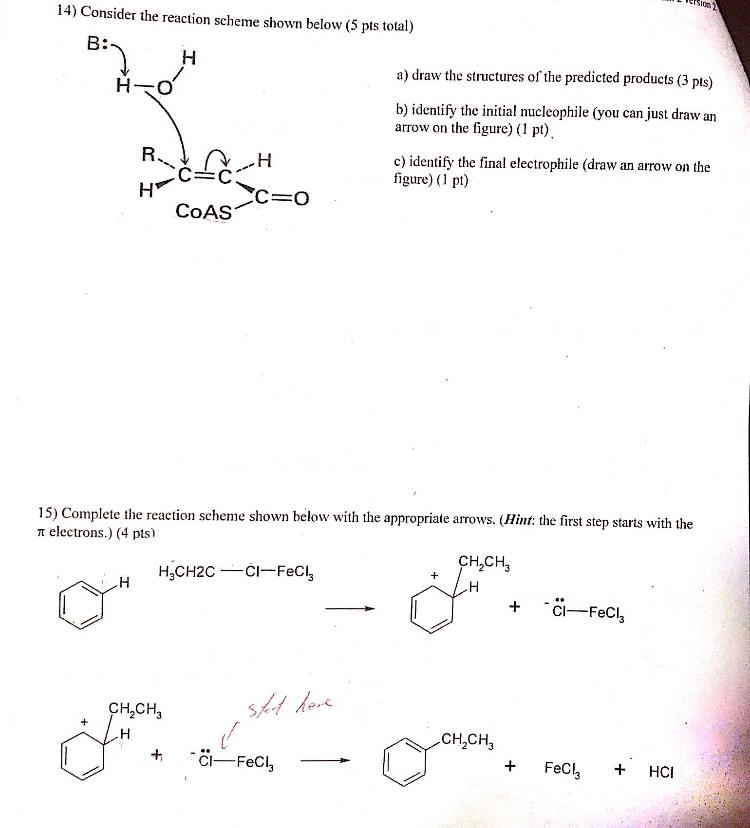 Solved 14) Consider the reaction scheme shown below ( 5pts | Chegg.com