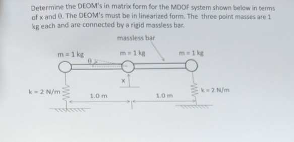 Solved Determine the DEOM's in matrix form for the MDOF | Chegg.com