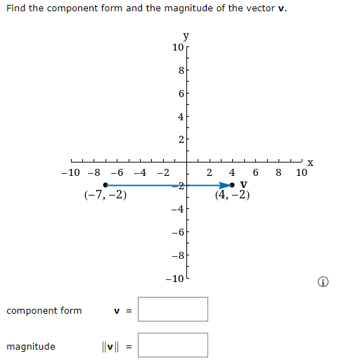 Solved Find the component form and magnitude of the vector | Chegg.com