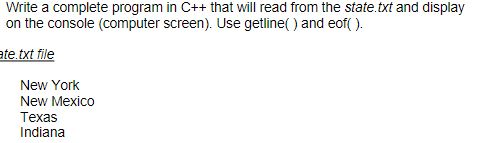 Solved Write a complete program in C++ that will read from | Chegg.com