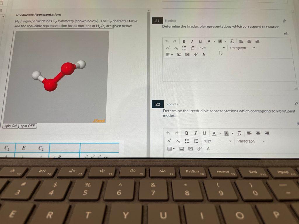 Solved Irreducible Representations Hydrogen peroxide has C2 | Chegg.com