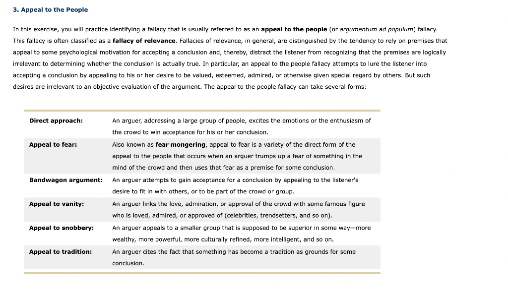 3. Appeal to the People In this exercise, you will | Chegg.com