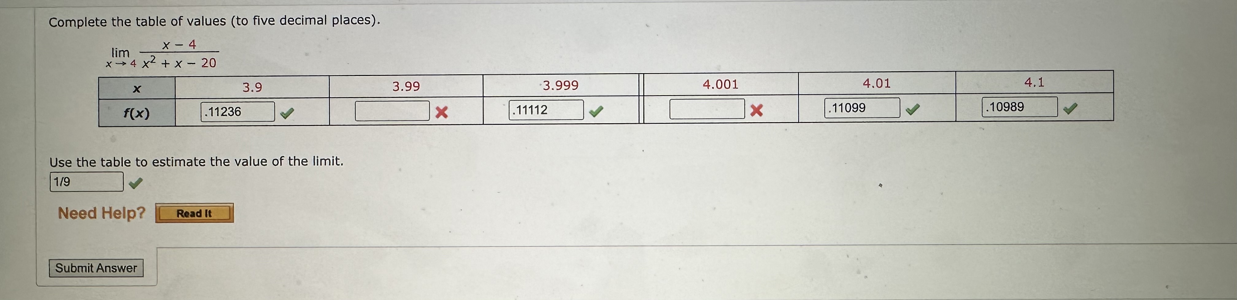 Solved Complete the table of values (to five decimal | Chegg.com